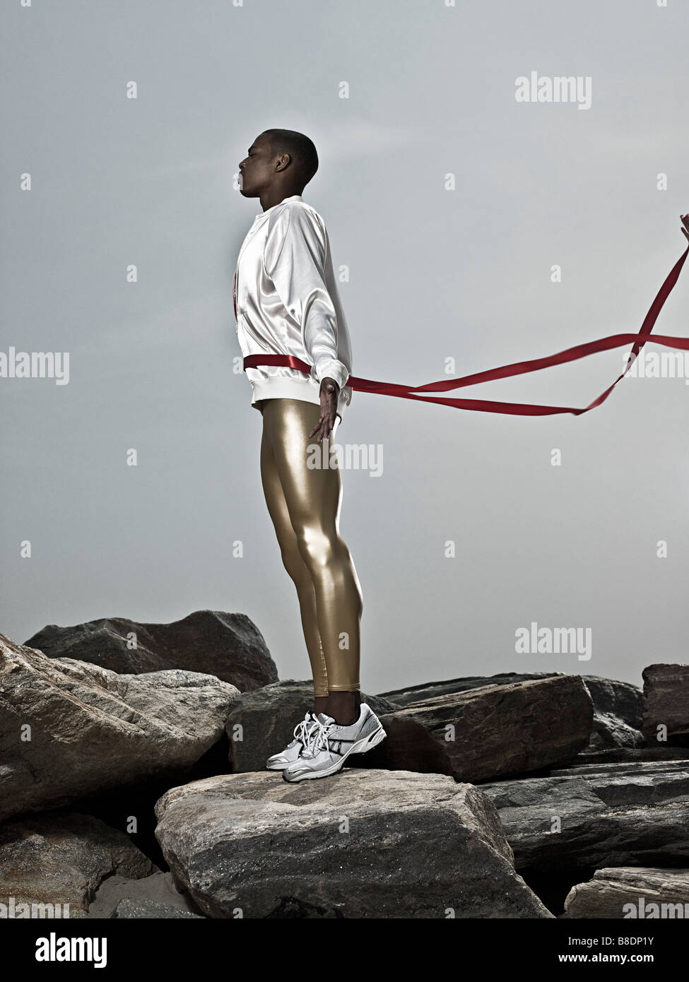 Athlete with ribbon Stock Photo - Alamy