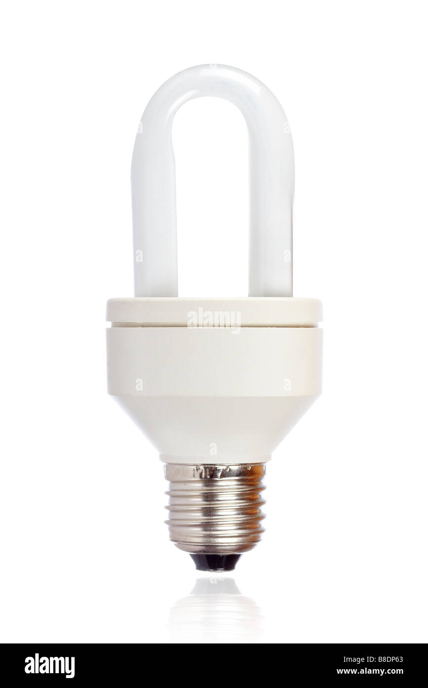 Energy saving bulb isolated on white background Stock Photo - Alamy