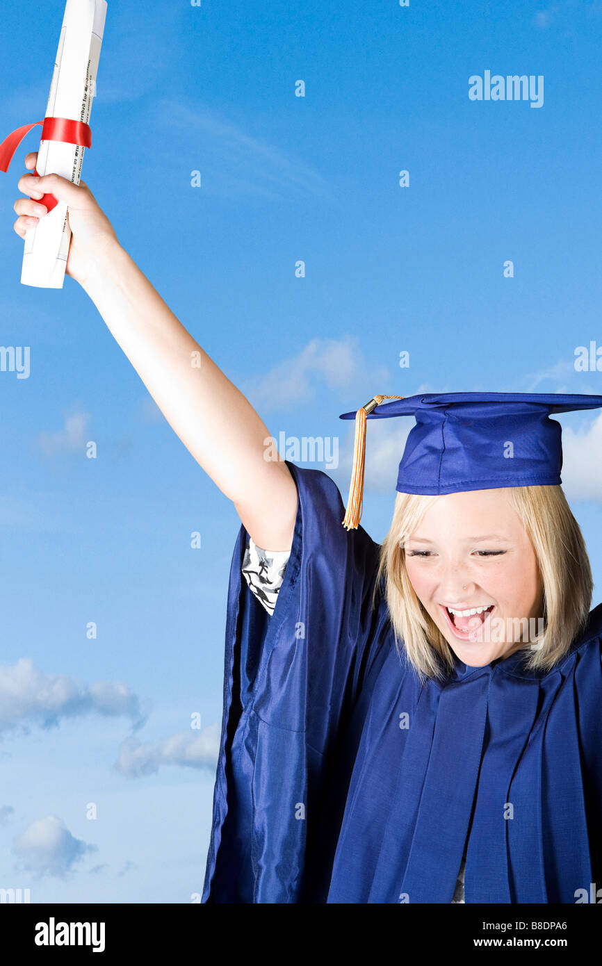 Girl graduating high school Stock Photo - Alamy