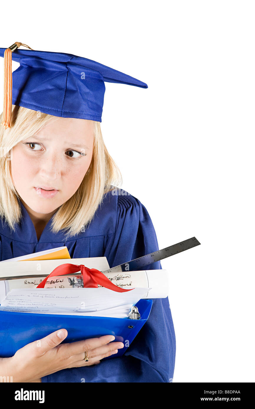 Graduating girl with folder Stock Photo - Alamy