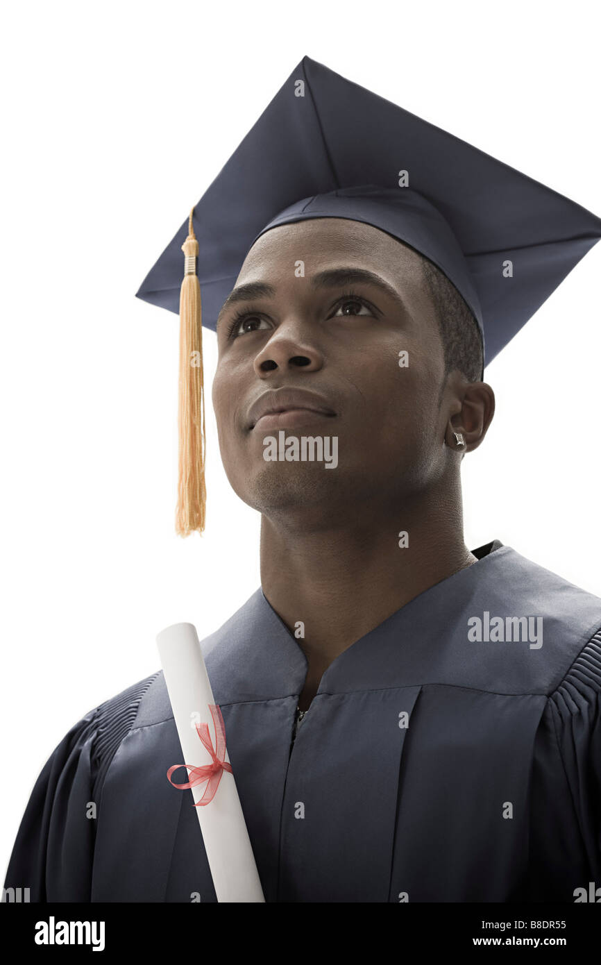 Graduate looking up Stock Photo - Alamy