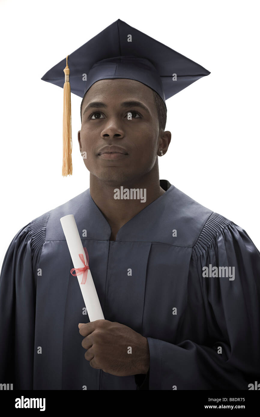 Graduate looking up Stock Photo - Alamy
