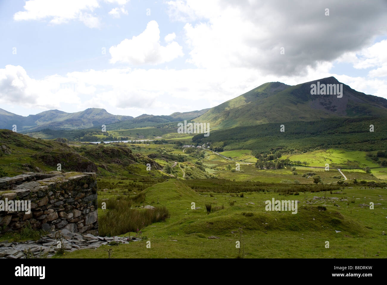 Rhyd Ddu village and the Nant y Betwys valley from the Snowdon Ranger ...