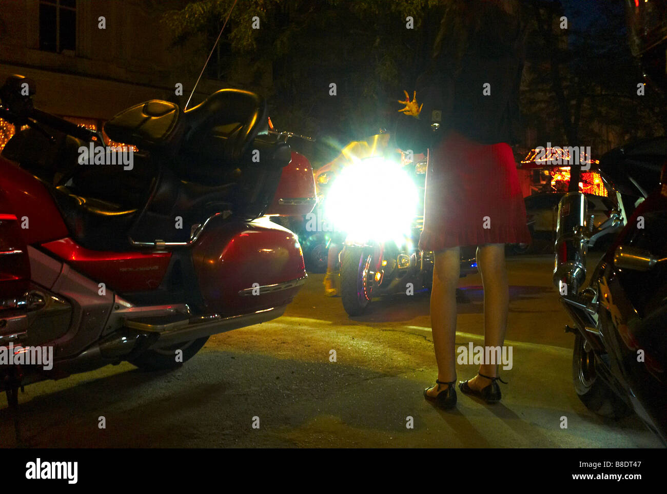 Motorcycle woman red dress hi-res stock photography and images - Alamy