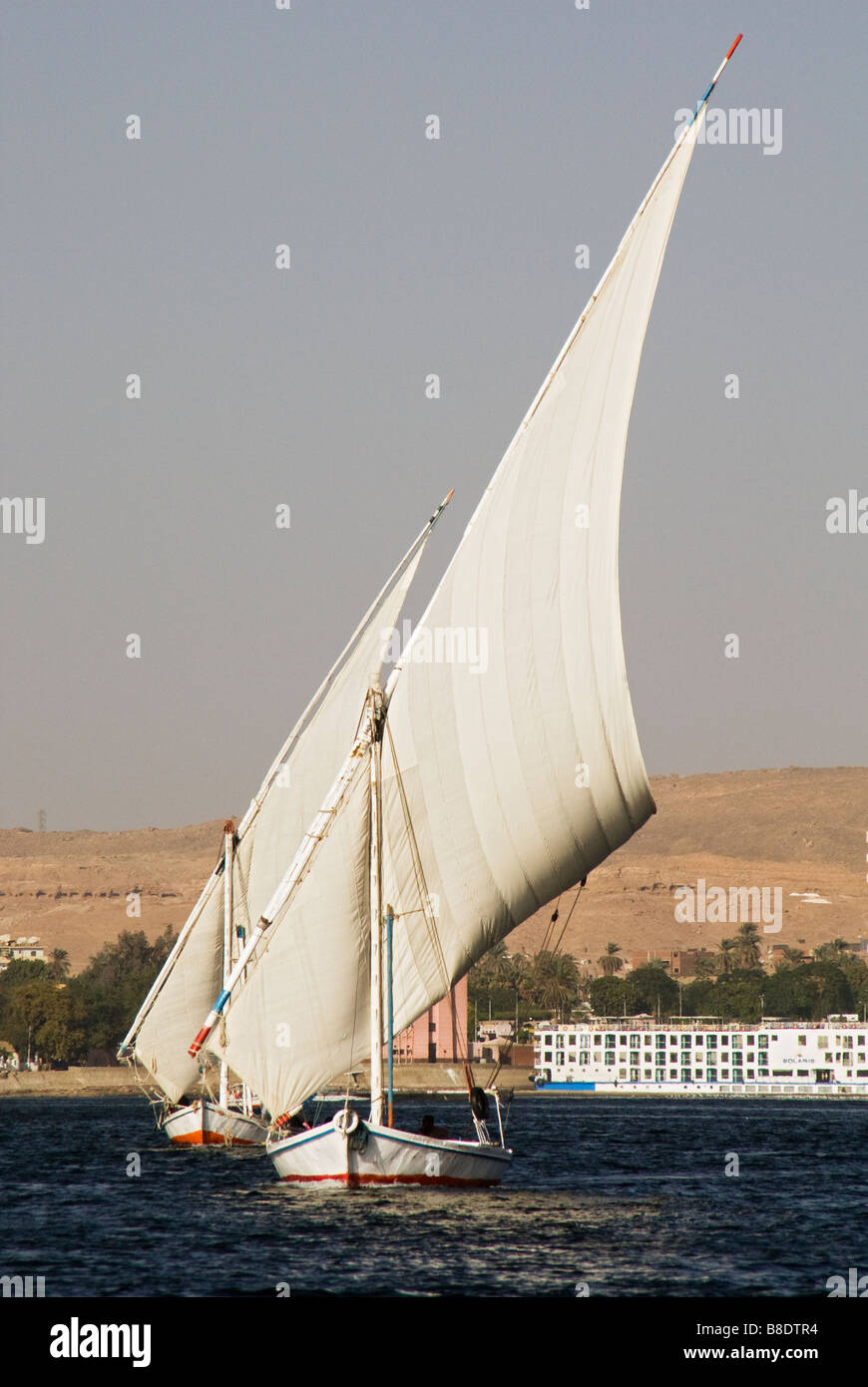 Felucca boats sailing in River Nile, Egypt Stock Photo - Alamy