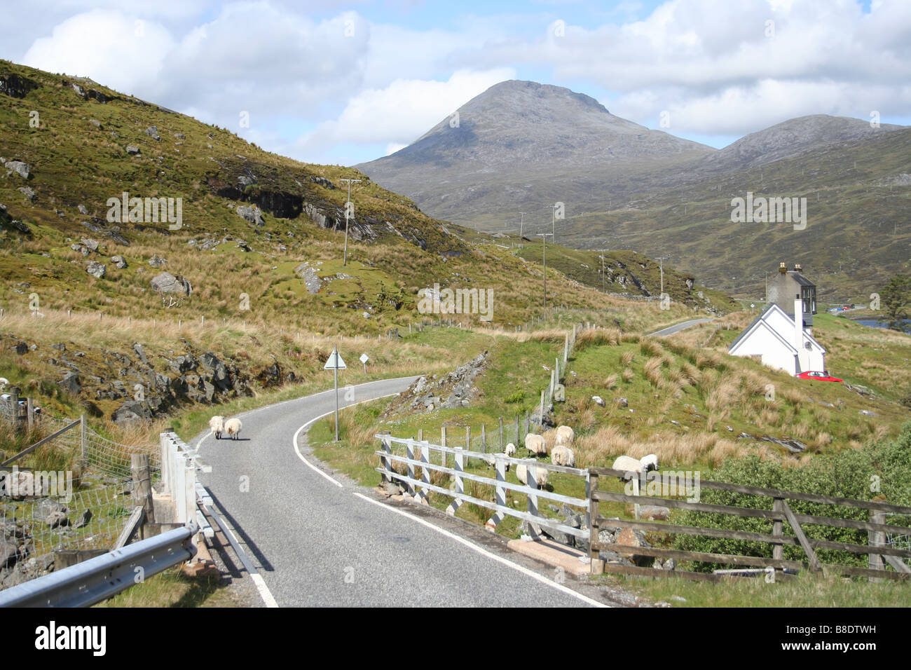 remote house and peak of An Cliseam on Isle of Harris Outer Hebrides ...