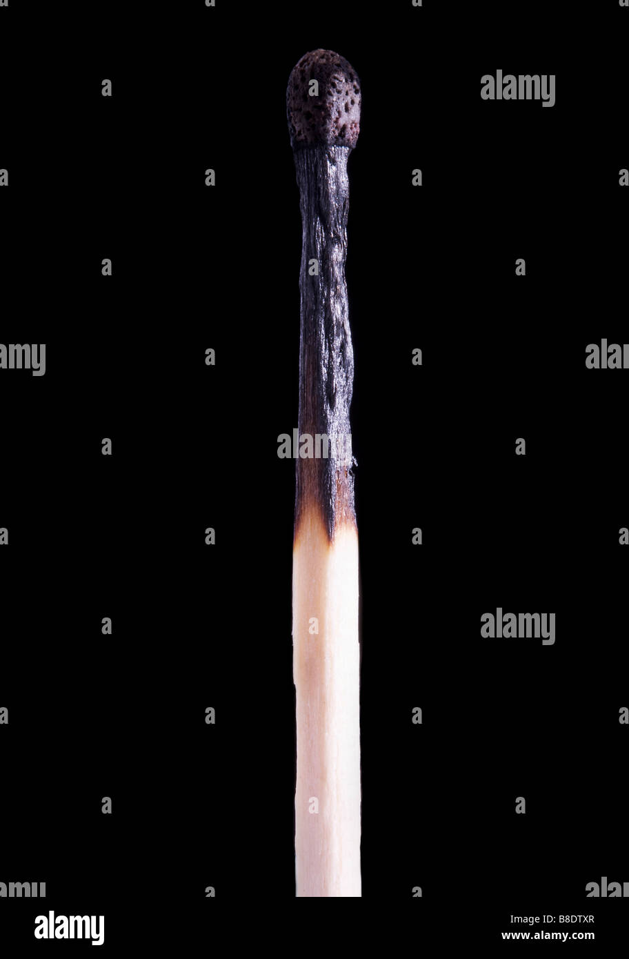 BURNT MATCHSTICK - BLACK BACKGROUND Stock Photo - Alamy
