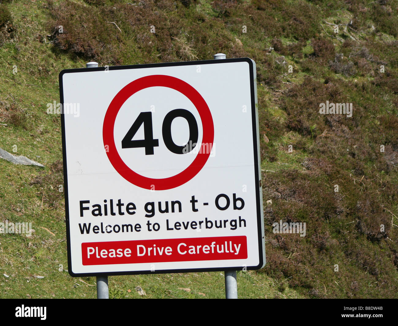 bilingual Welcome to Leverburgh sign Isle of Harris Outer Hebrides ...
