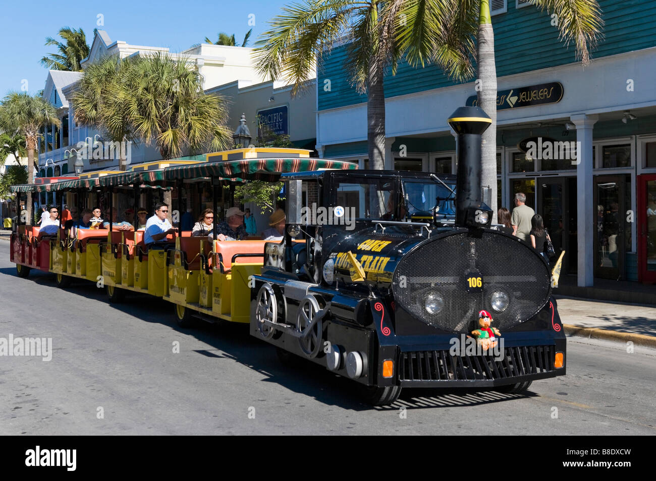 Conch Tour Train on Duval Street, Old Town, Key West, Florida Keys, USA ...