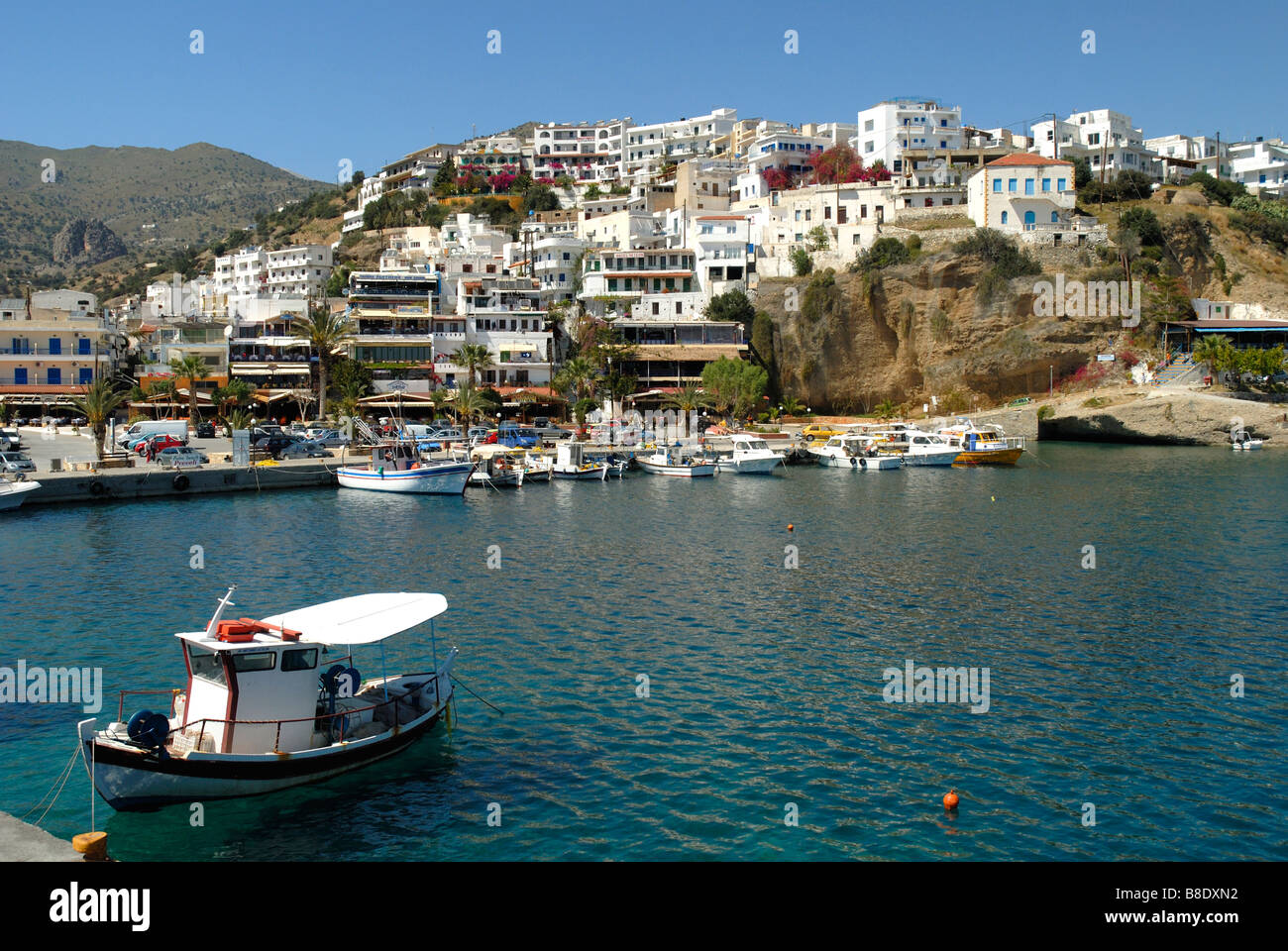 The lovely village of Agios Galini on the South Coast of the Island of ...