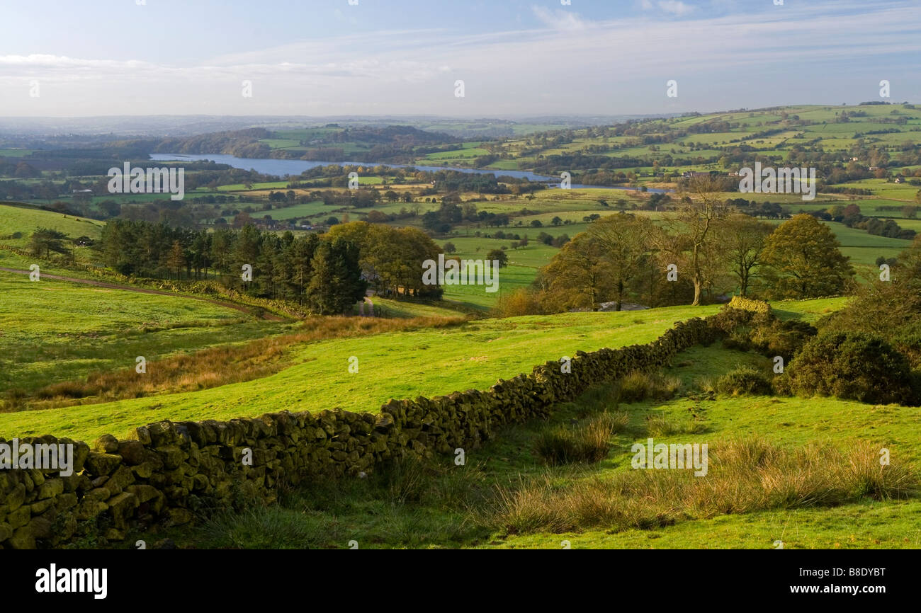 View across the countryside from The Roaches towards Tittesworth ...