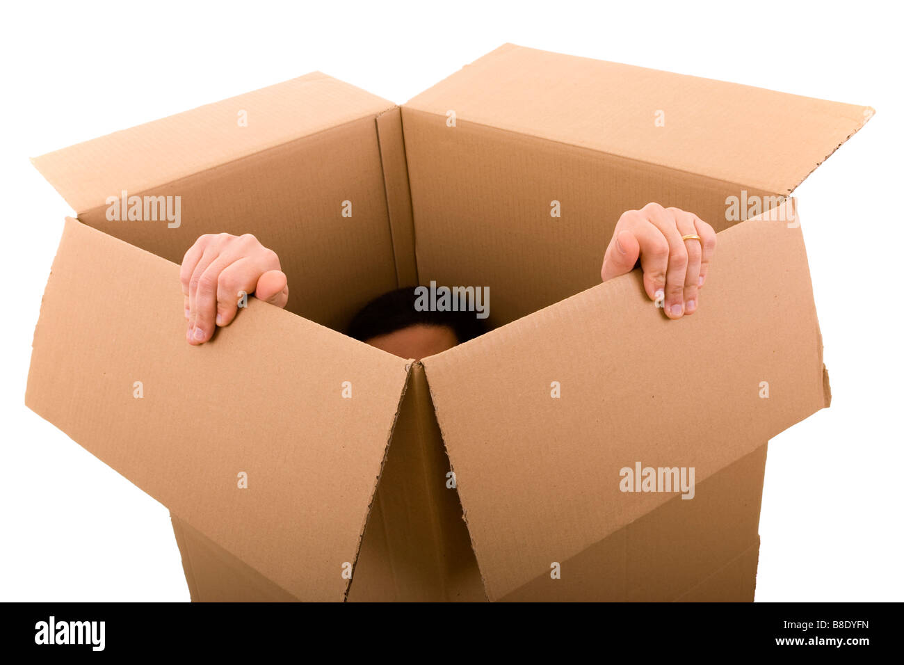 Male hand white cardboard hi-res stock photography and images - Alamy