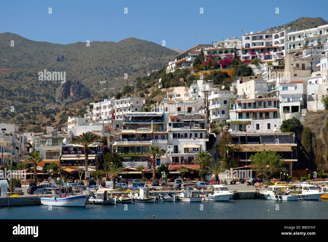 The lovely village of Agios Galini on the South Coast of the Island of ...