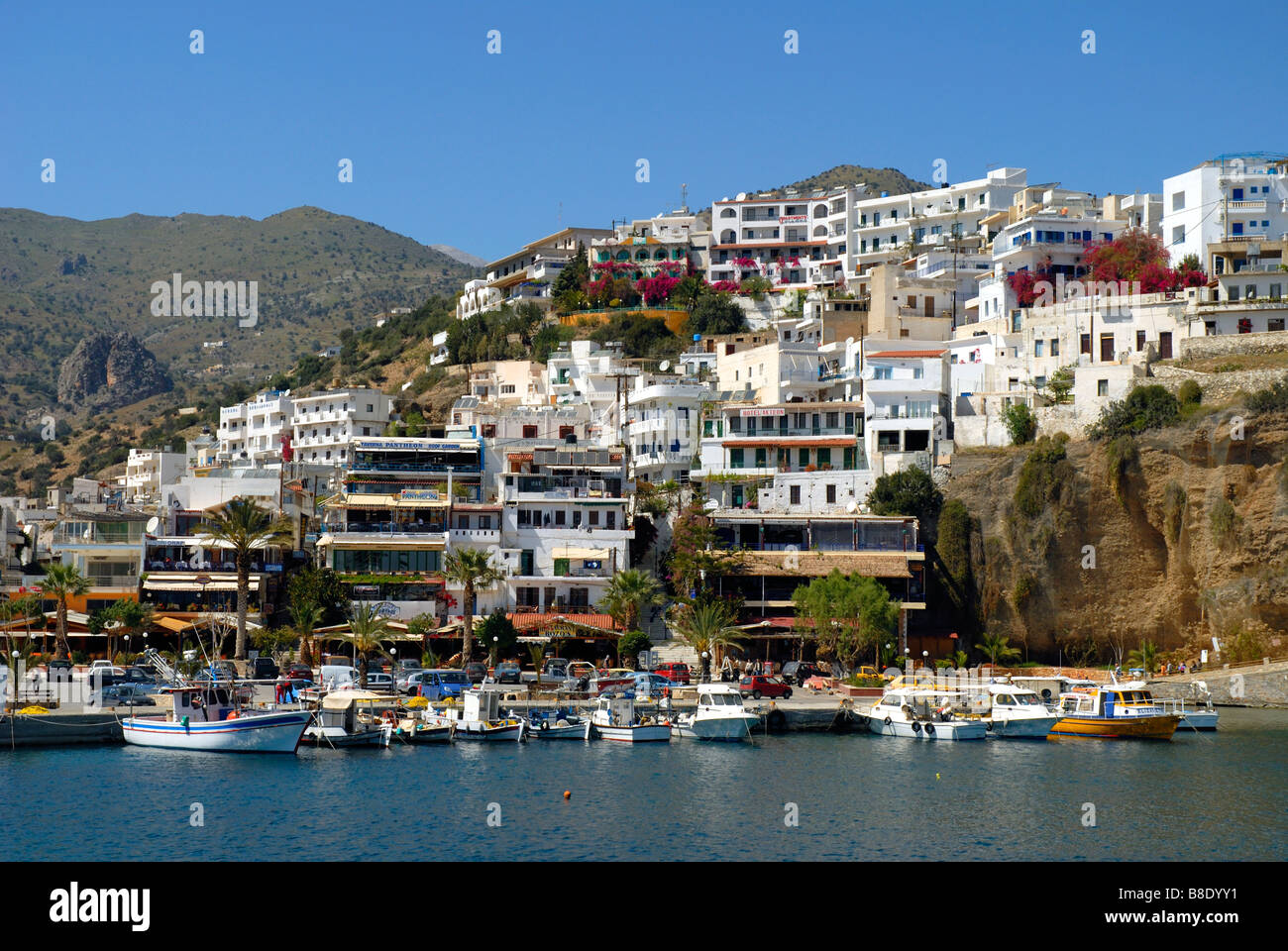 The lovely village of Agios Galini on the South Coast of the Island of ...
