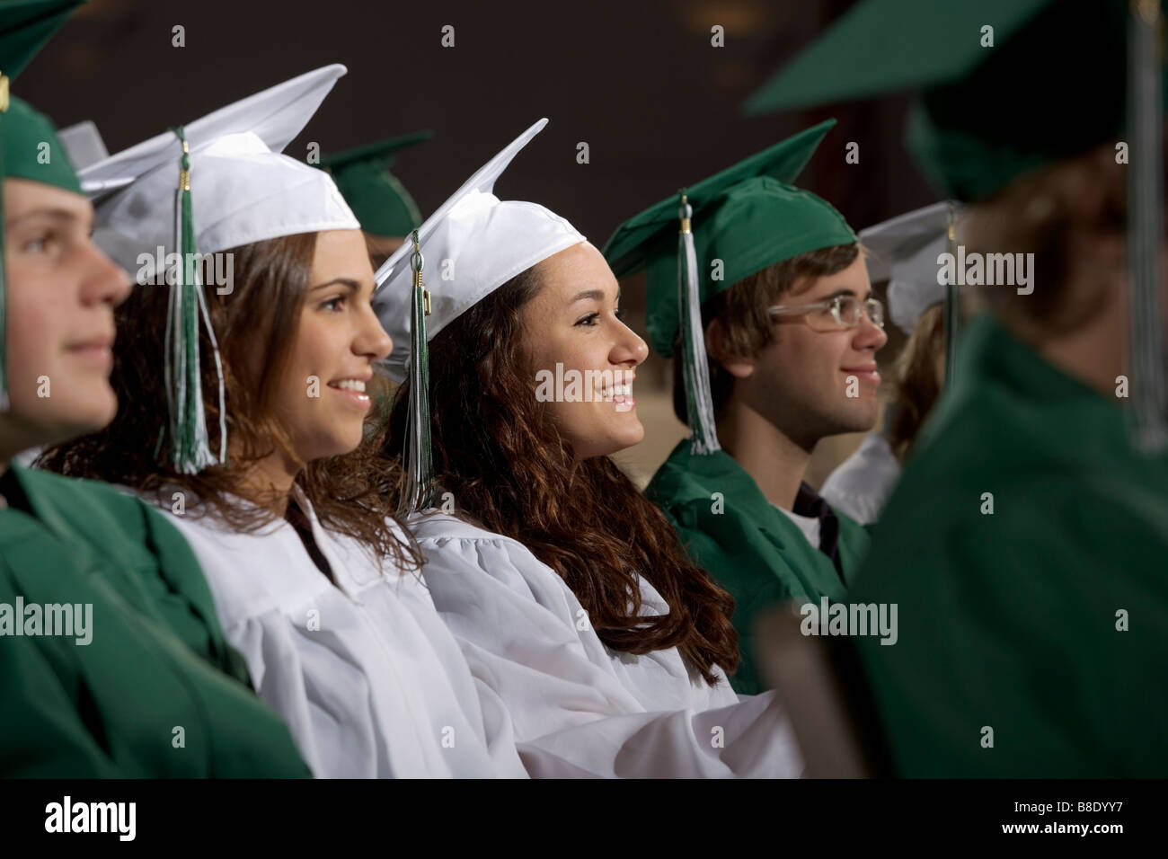 Close up of students during a high school graduation ceremony Stock ...