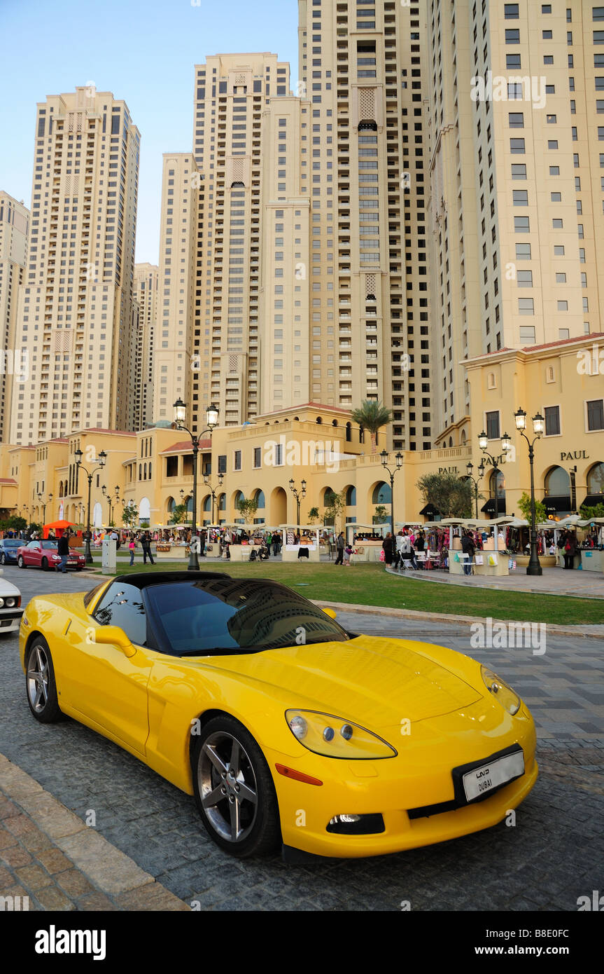 Yellow cabriolet in Dubai, United Arab Emirates Stock Photo - Alamy