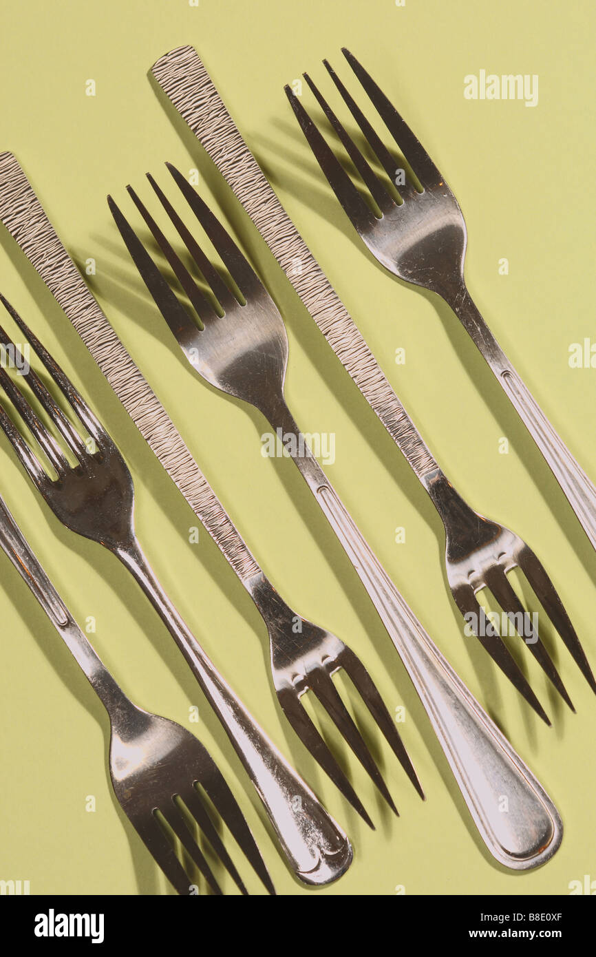 Six Stainless Steel Forks Stock Photo - Alamy
