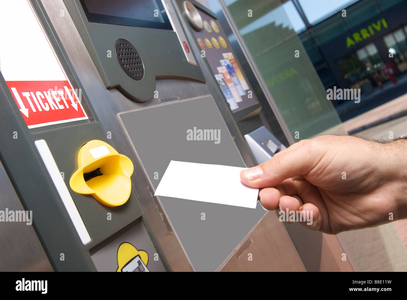 inserting ticket for parking area Stock Photo - Alamy