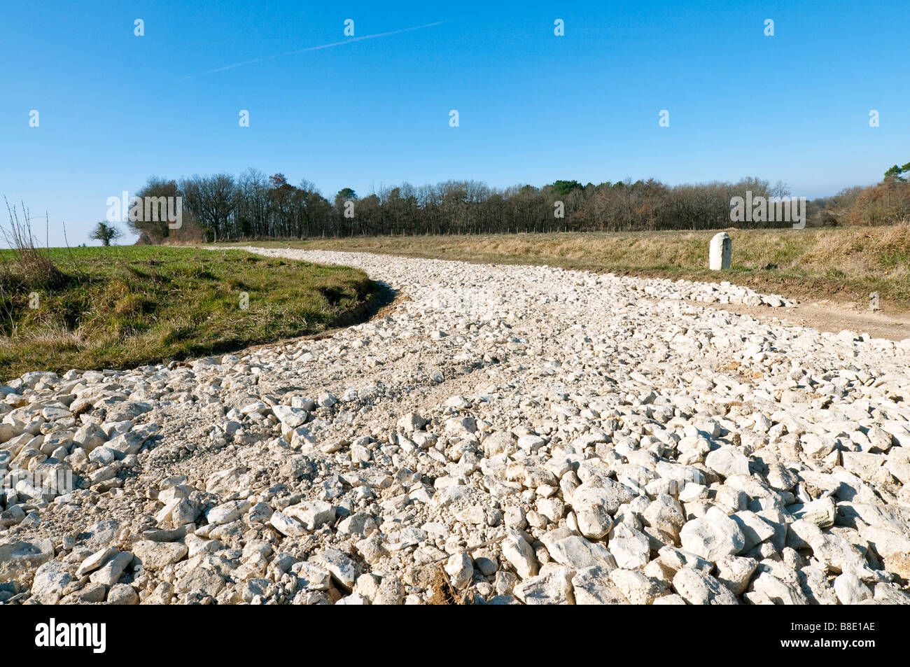Hardcore stone laid on rural road - France Stock Photo - Alamy
