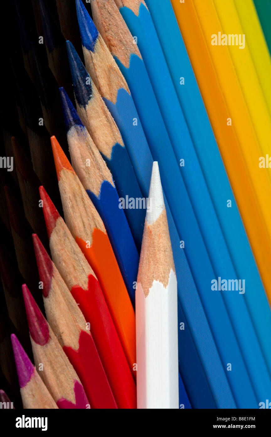 Palette of color pencils on a black background Stock Photo - Alamy