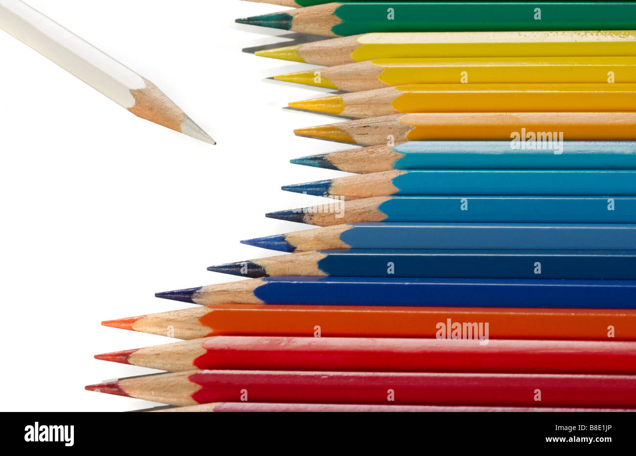 Palette of color pencils on a white background Stock Photo - Alamy