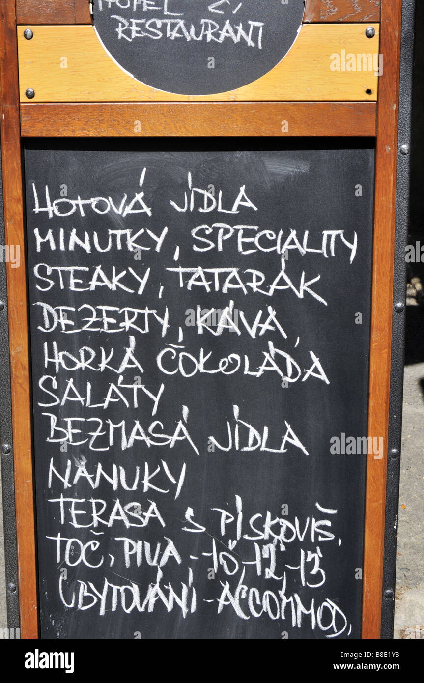 Handwriten Czech restaurant menu Stock Photo - Alamy