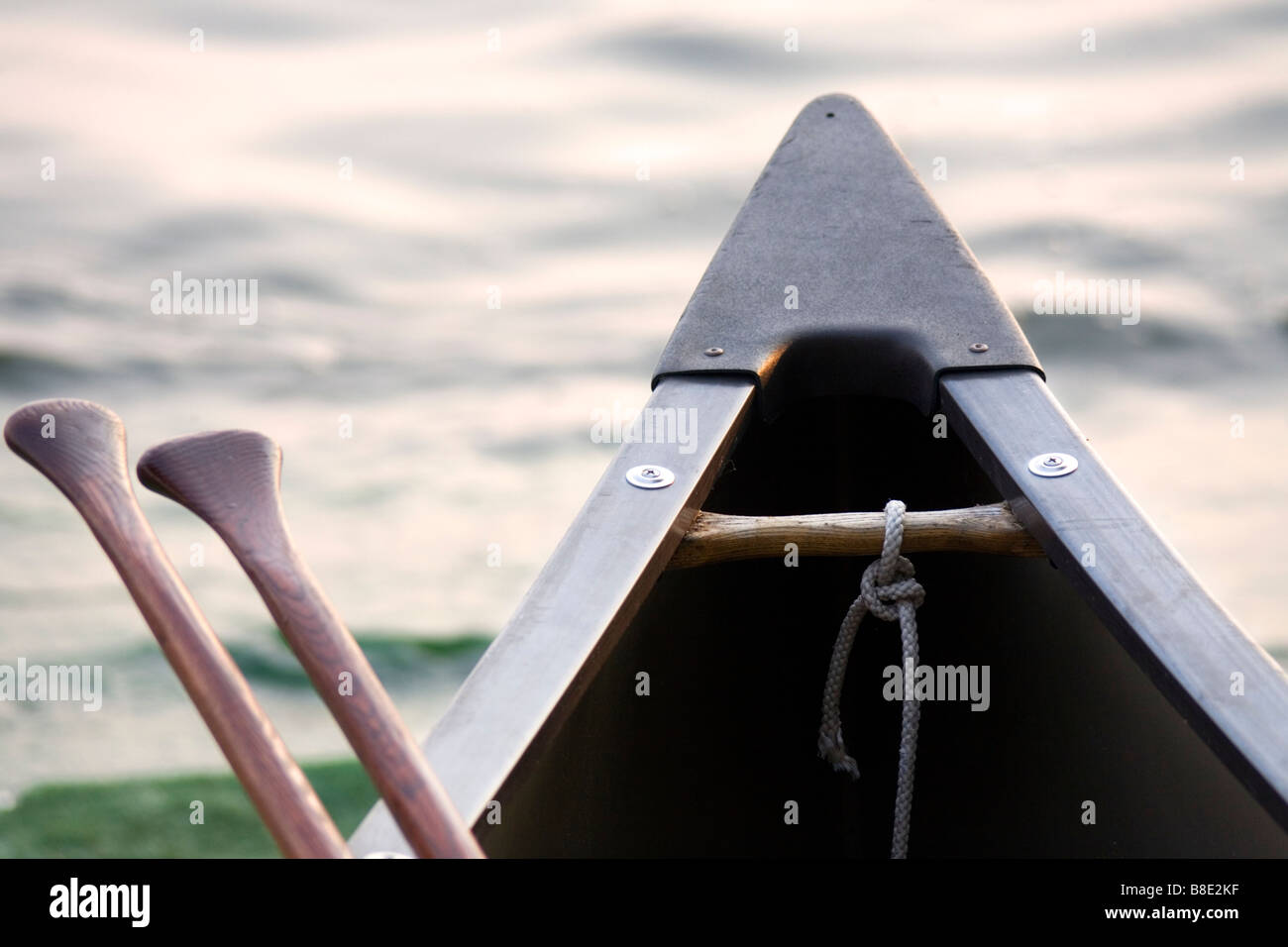 A front view of a canoe near a lake Stock Photo - Alamy
