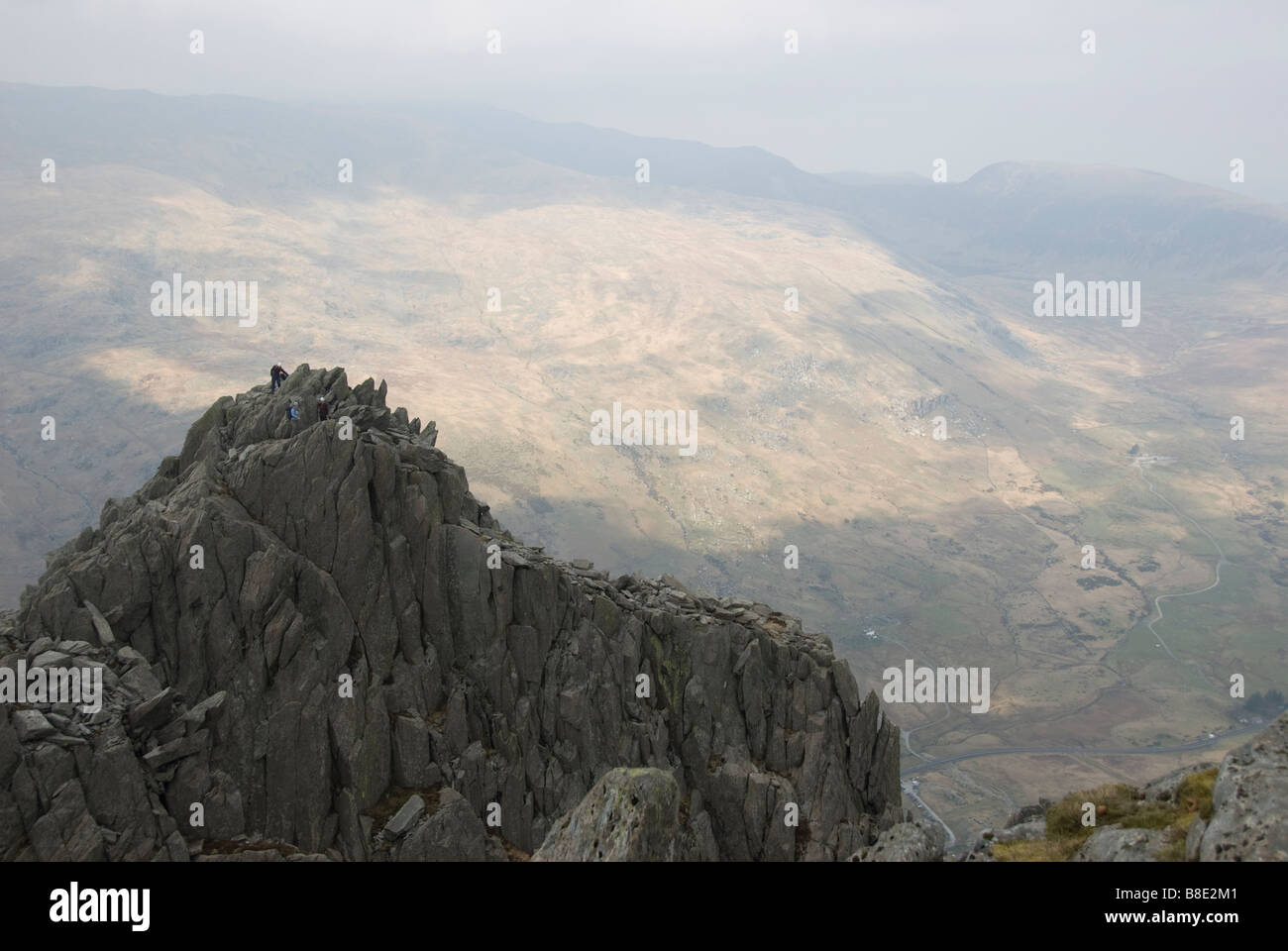 Tryfan north face ridge from top of Tryfan - North Wales Stock Photo ...