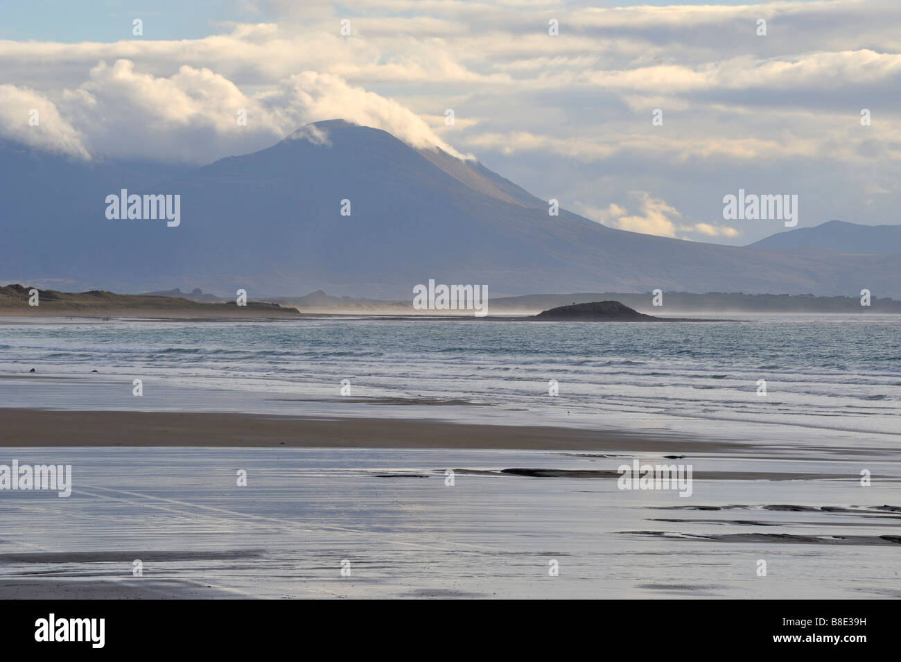 view of Mount Brandon from Ballyheige Bay Co Kerry Ireland Stock Photo ...