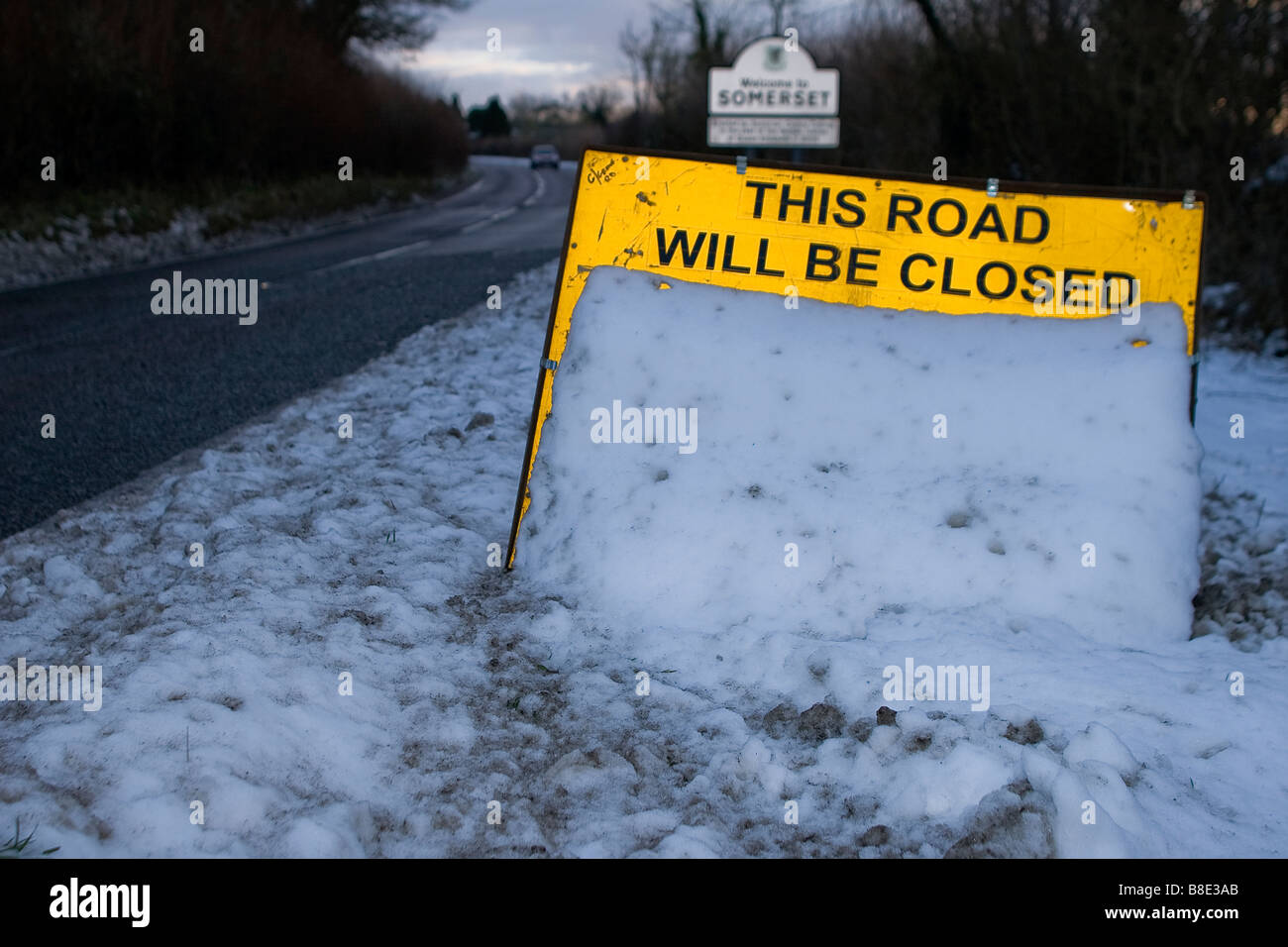 Road sign Covered by snow Stock Photo - Alamy
