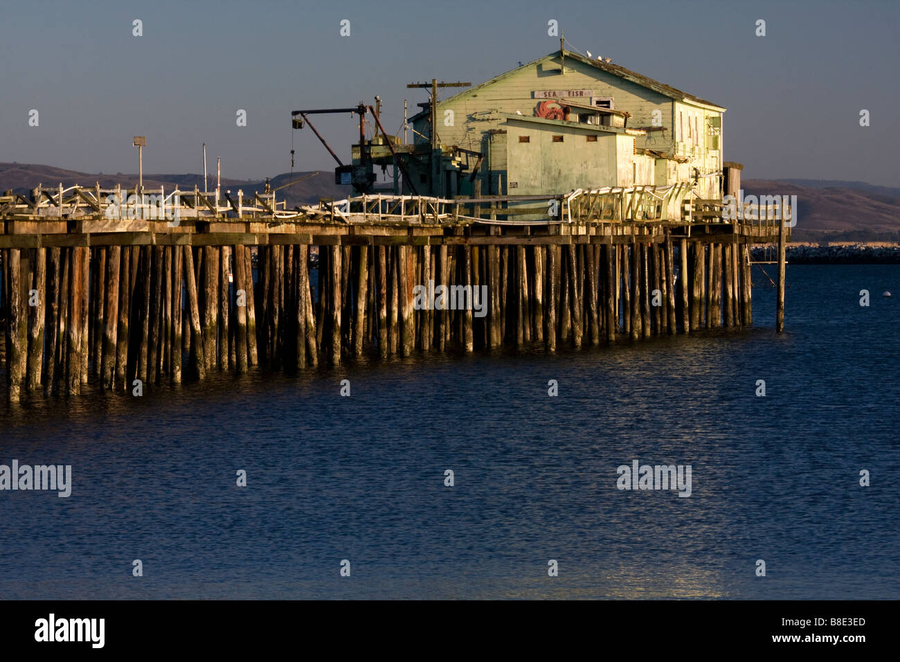 Pier and abandoned fish shack in Half Moon Bay California Stock Photo ...