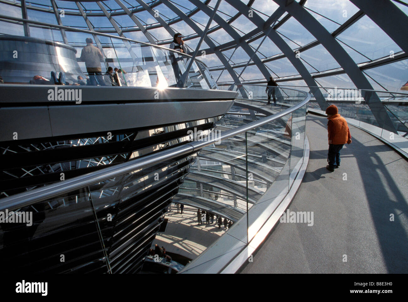 The modern addition of the historic Reichstag building in Berlin ...