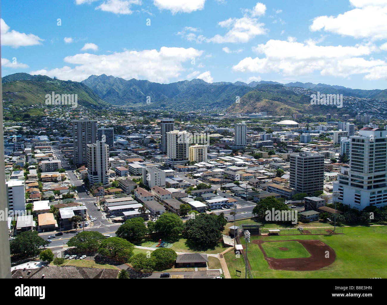 View of Manoa Valley from a Waikiki highrise building - Honolulu, Oahu ...