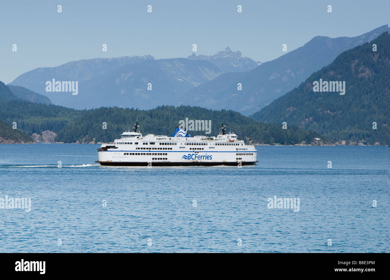 British Columbia passenger ferry traveling between the mountainous ...