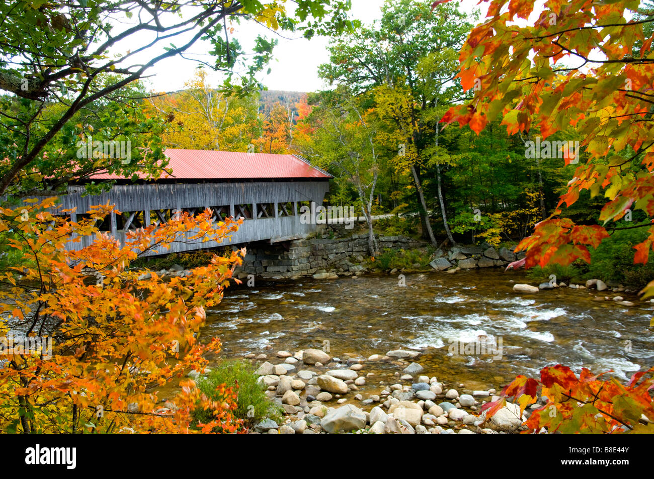 The Albany Covered Bridge near the Kancamagus Highway in the White ...