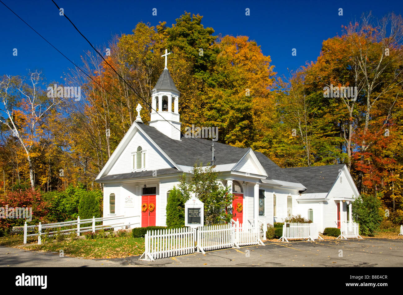 The Church of the Messiah with fall folaige color in Woodstock New ...
