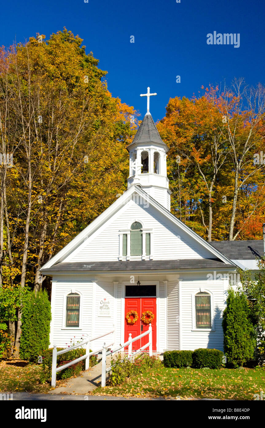 The Church of the Messiah with fall folaige color in Woodstock New ...