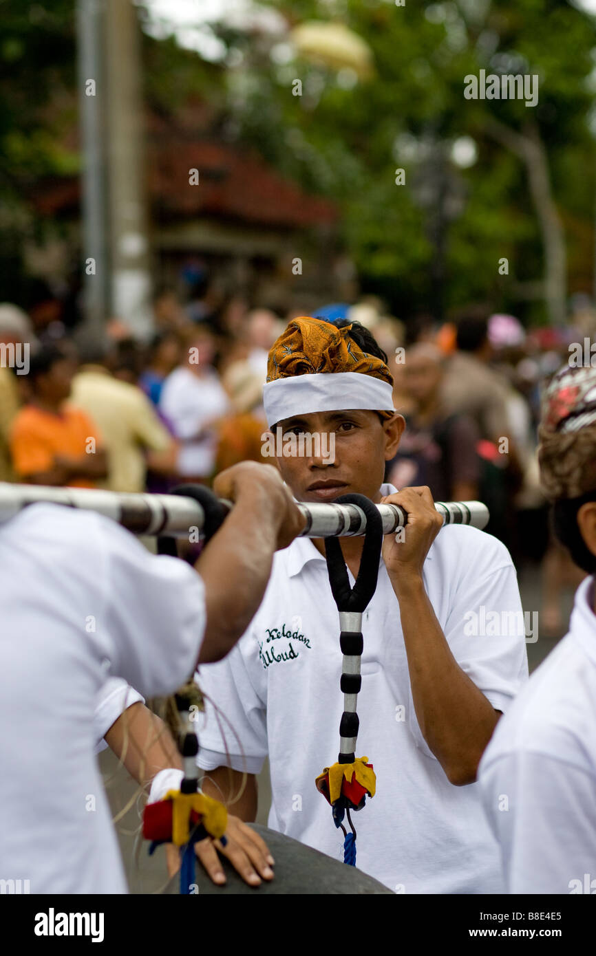 Young men at a Purification ceremony taken in Ubud, Bali, Indonesia ...