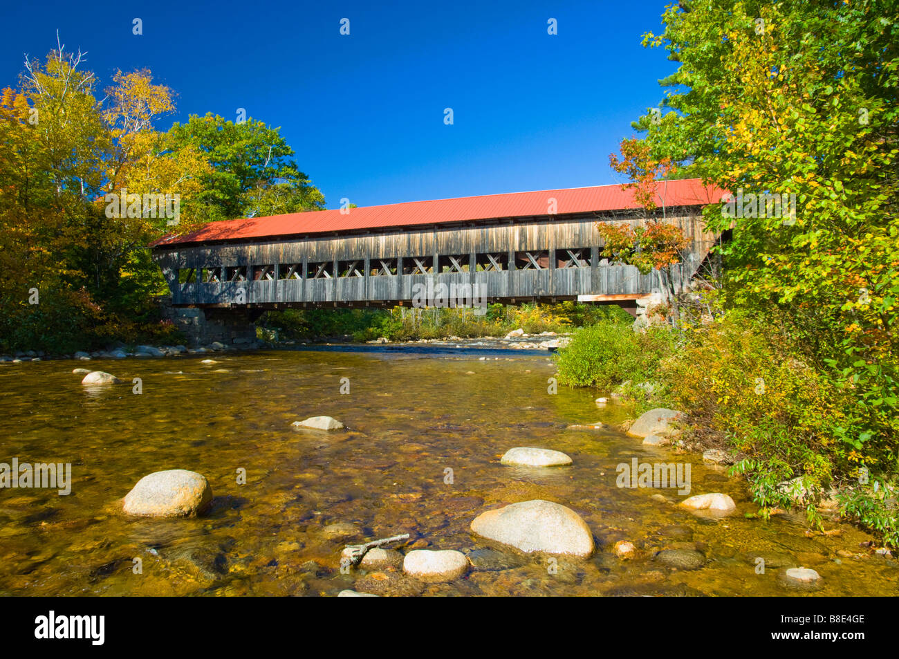 The Albany Covered Bridge near the Kancamagus Highway in the White ...