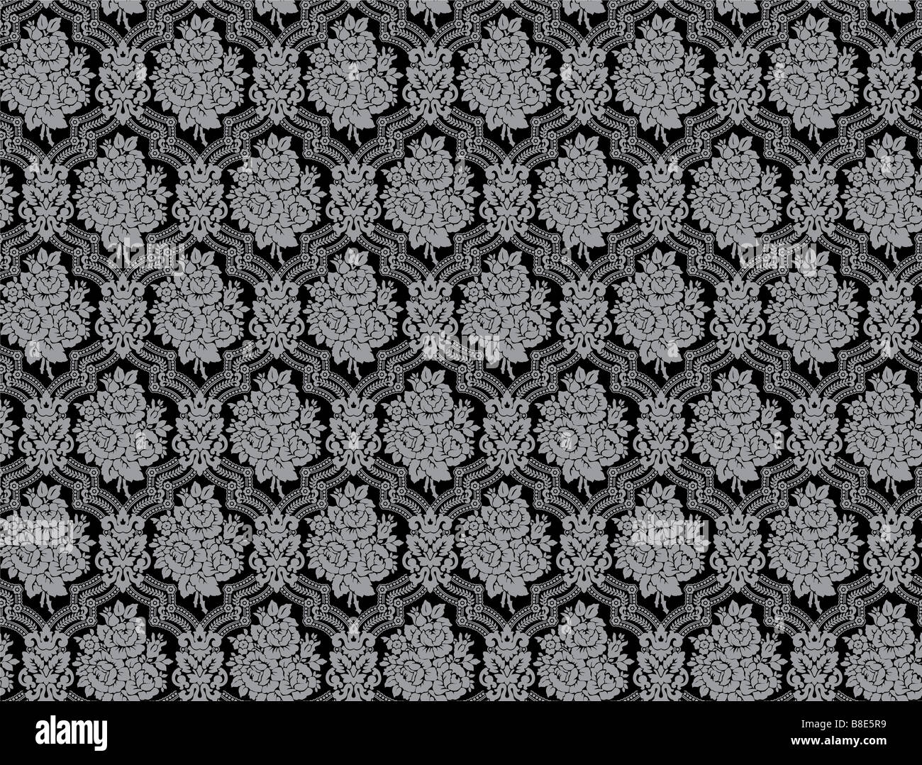 Seamless damask pattern with rose bouquets XXL size Stock Photo - Alamy