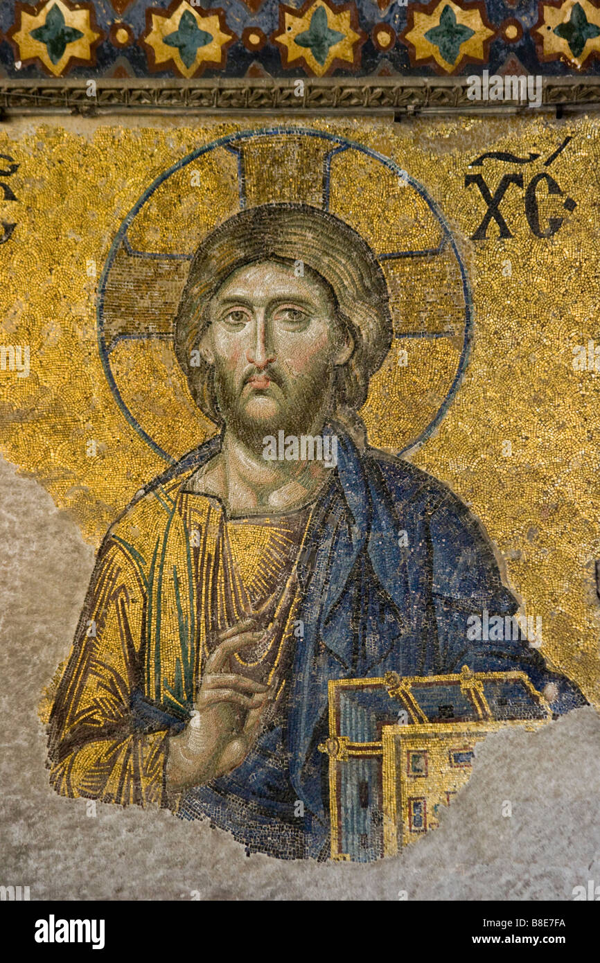 Tile Mosaic of Christ inside the Ayasofya Mosque in Istanbul Turkey ...