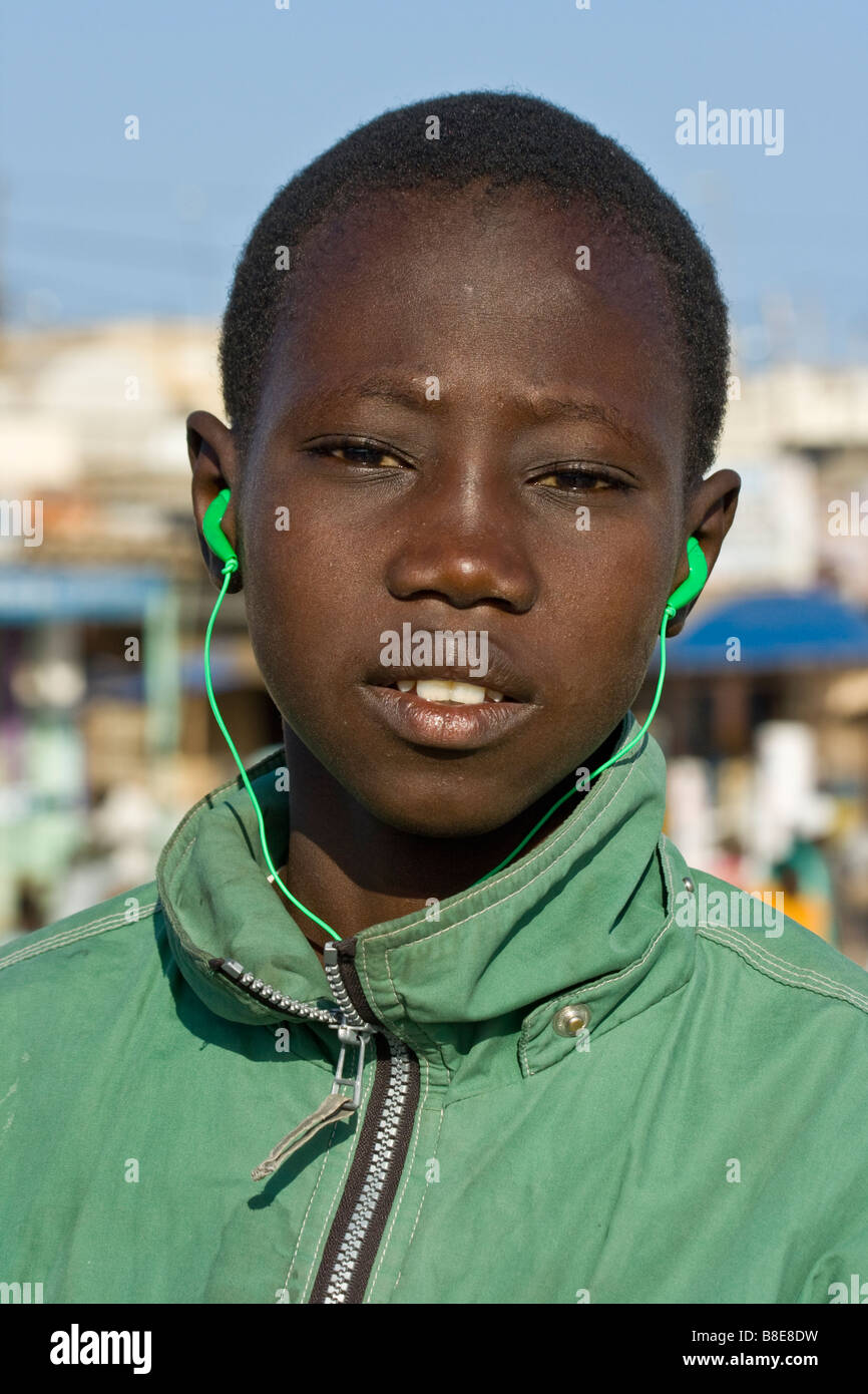 Senegalese Boy Wearing Earphones in St Louis in Senegal West Africa Stock Photo - Alamy