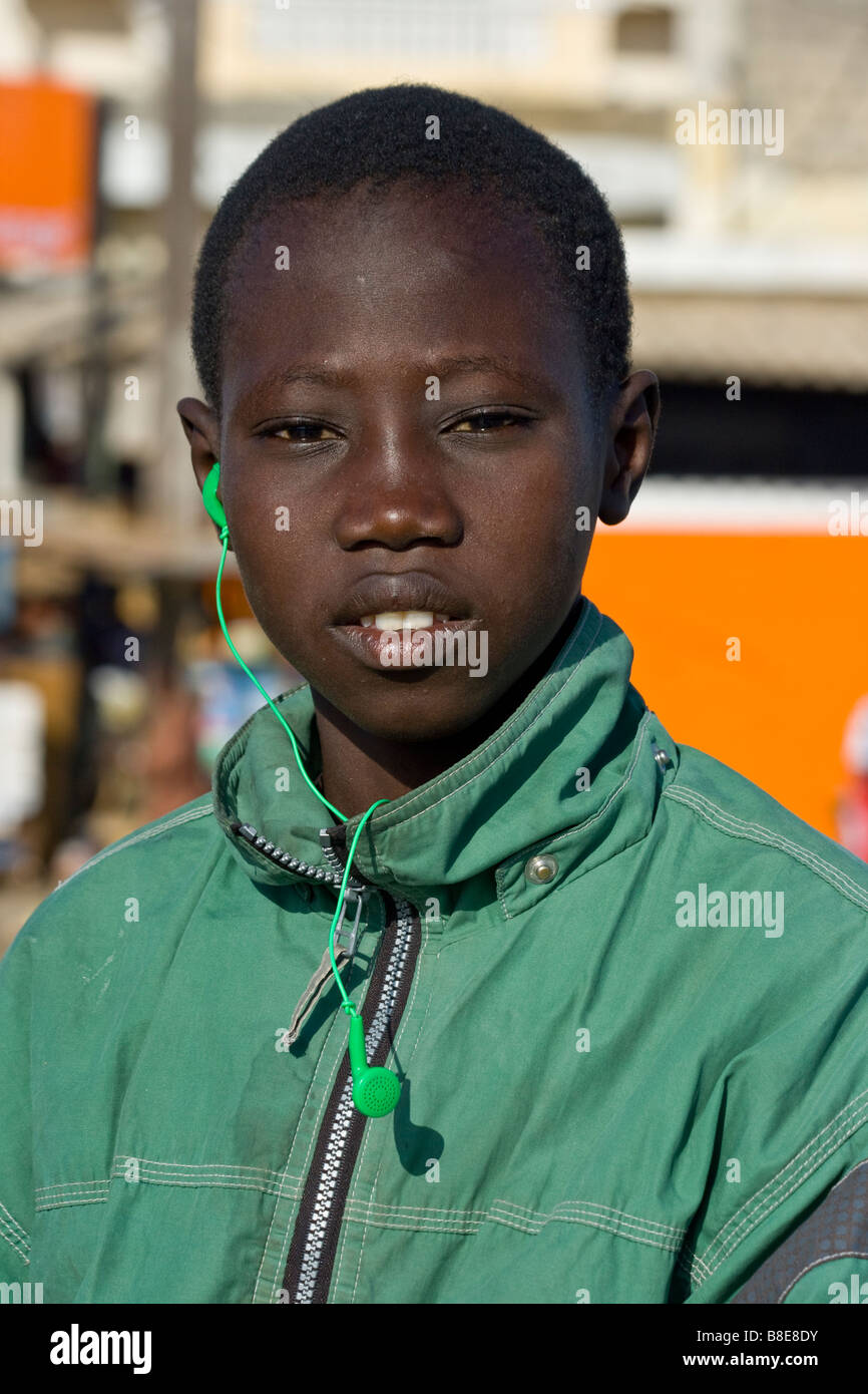 Senegalese Boy Wearing Earphones in St Louis in Senegal West Africa ...
