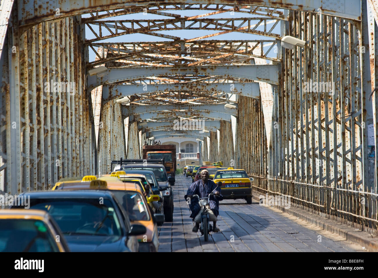 Traffic on the Faidherbe Bridge in St Louis in Senegal Africa Stock ...
