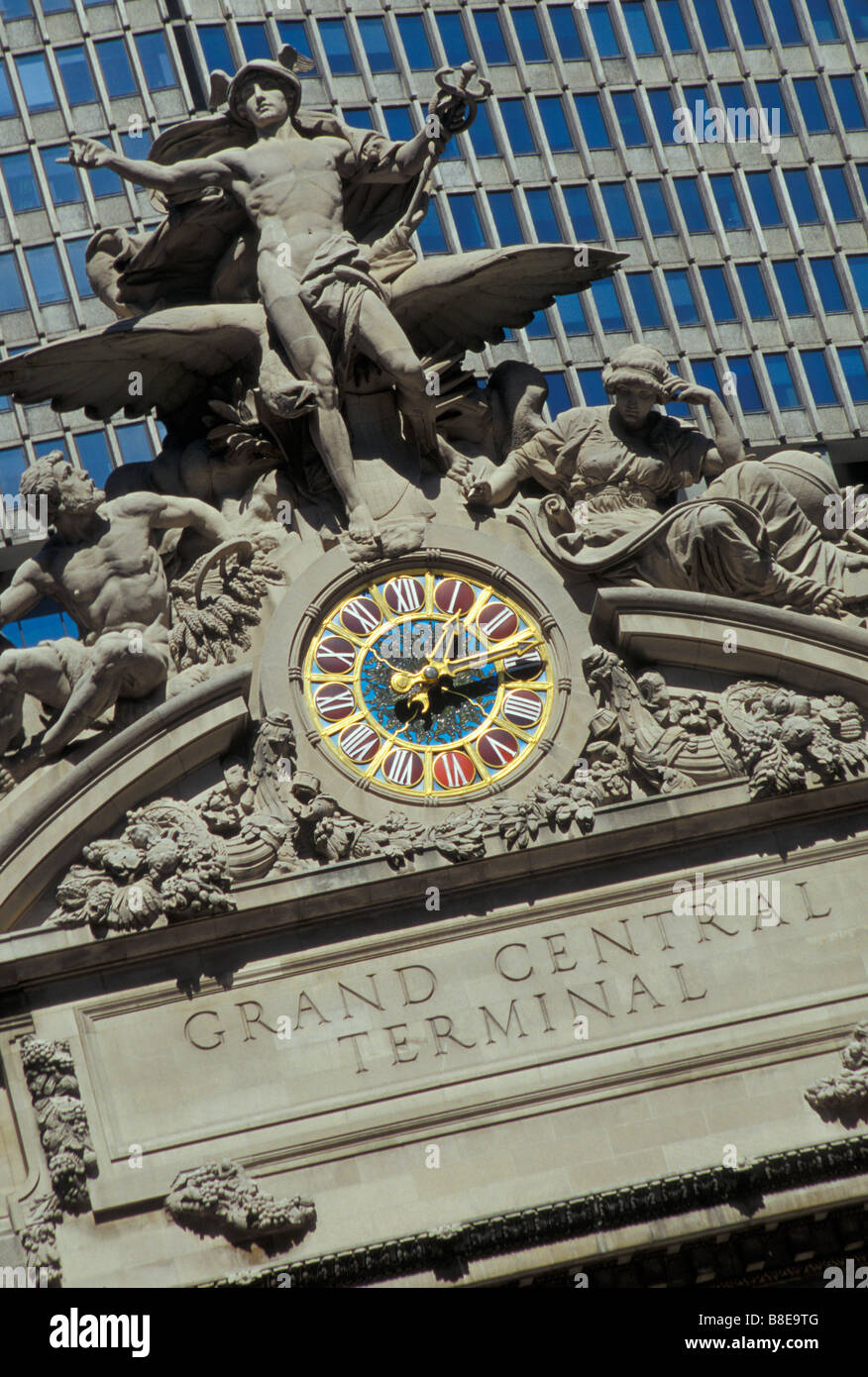 The facade of Grand Central Terminal features a transportation ...