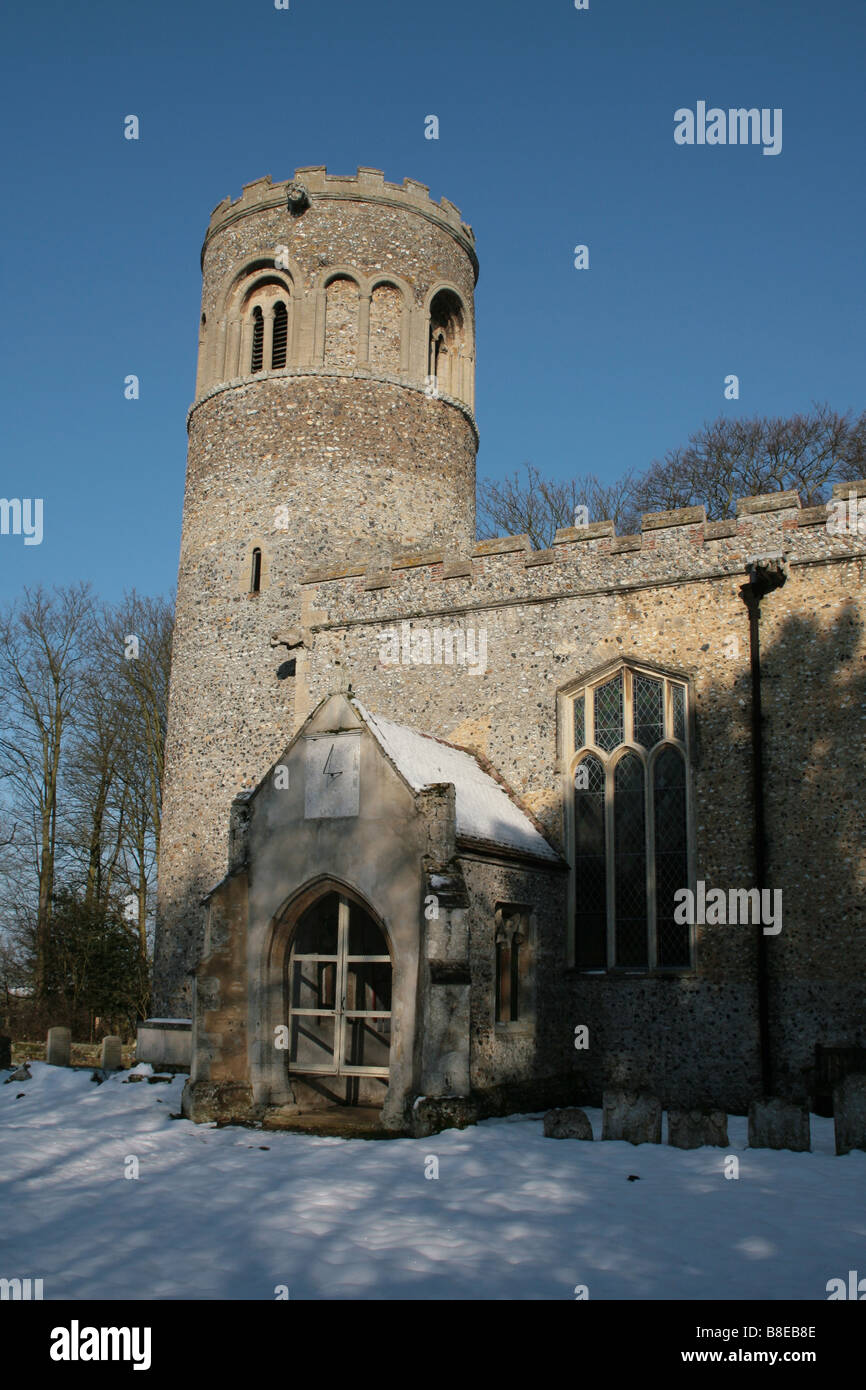 Little Saxham church Suffolk England in the snow Stock Photo - Alamy