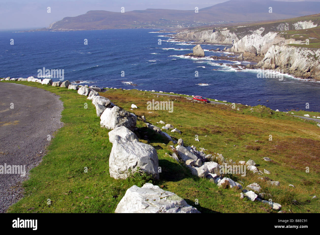 Ireland County Mayo Achill Island Atlantic Drive landscape cliffs sea ...