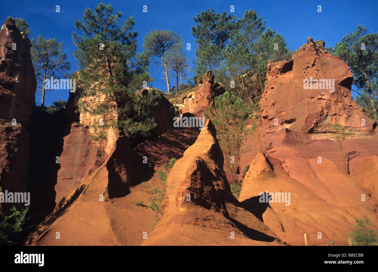 Ochre Landscape with Pinnacles, Pines & Cliffs, Roussillon, Luberon ...