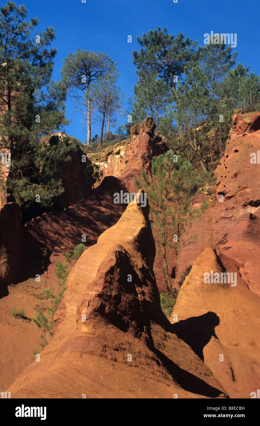 Ochre Landscape with Pinnacles, Pines & Cliffs, Roussillon, Luberon ...