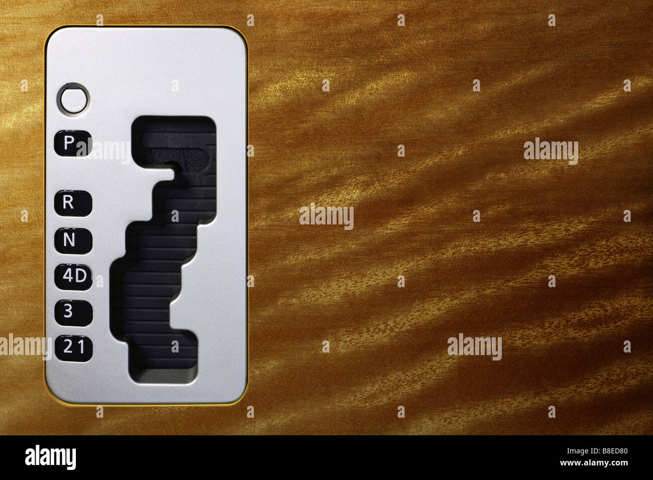Car Shifter Panel in Wood Stock Photo - Alamy